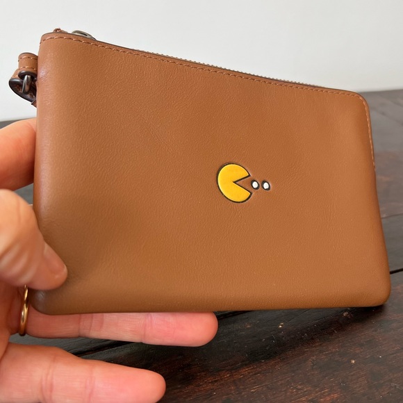 Coach | Bags | Coach X Pacman Limited Edition Brown Leather Wristlet ...